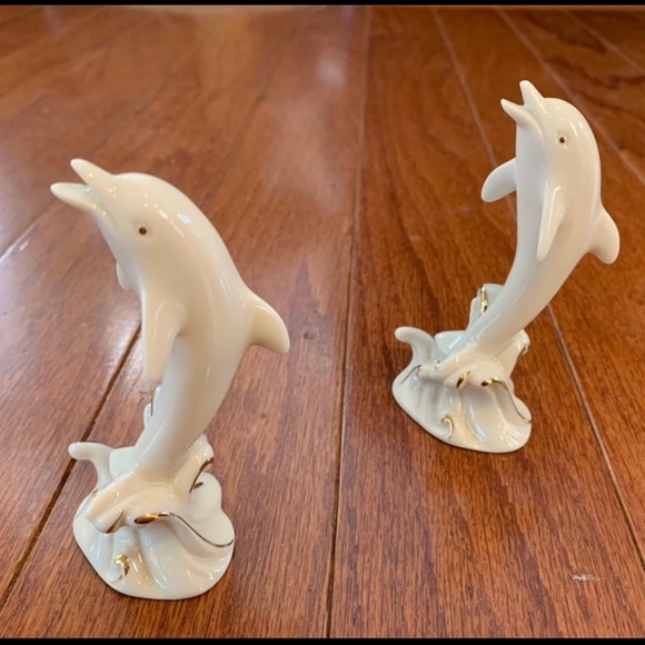 Lenox | Accents | Lenox Two Dolphins 4 Figurine Ivory Porcelain | Poshmark